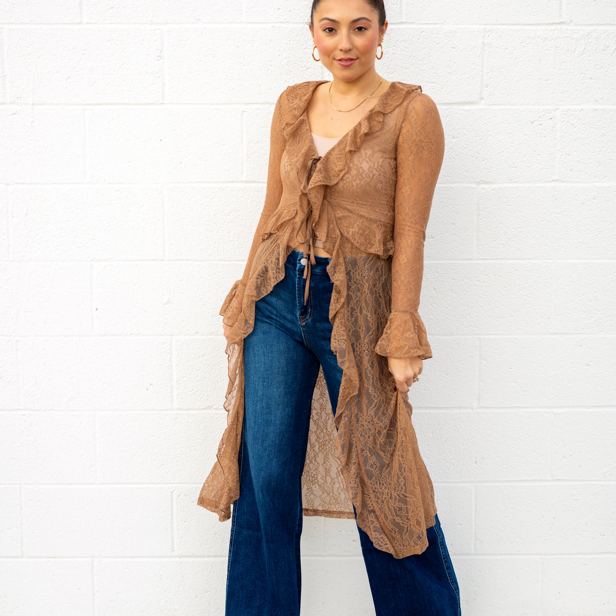 Sheer Lace Ruffle Duster – TheAllyCatWalk