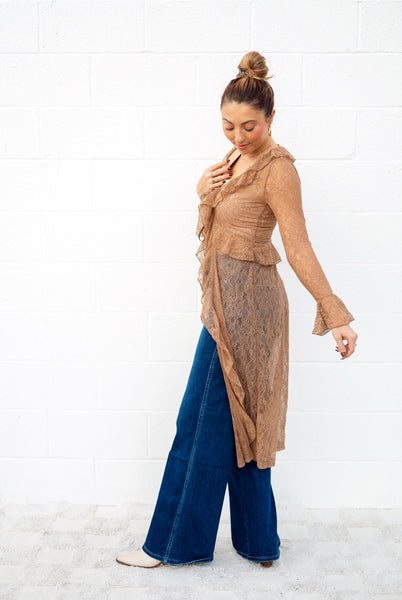 Sheer Lace Ruffle Duster – TheAllyCatWalk